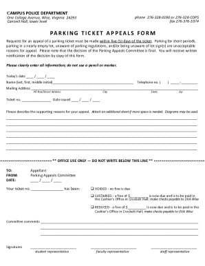 Fillable Online Parking Appeals Form Fax Email Print - pdfFiller