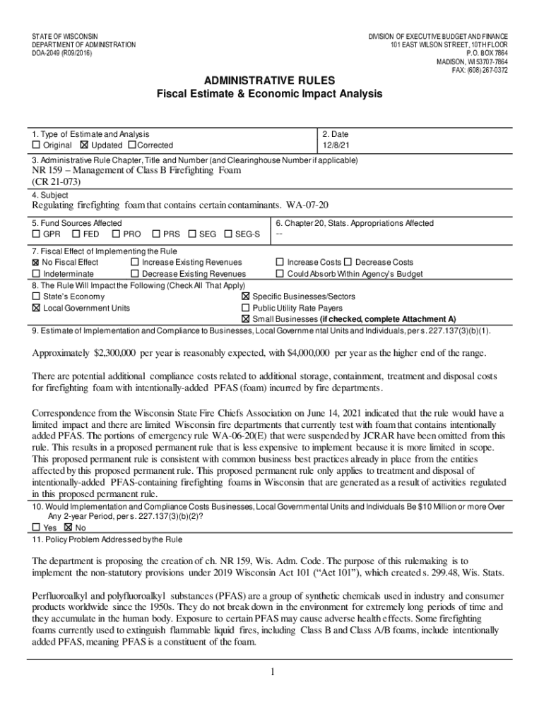 Fillable Online docs legis wisconsin FINAL DOA-2049 Form WA-07-20 Fax ...