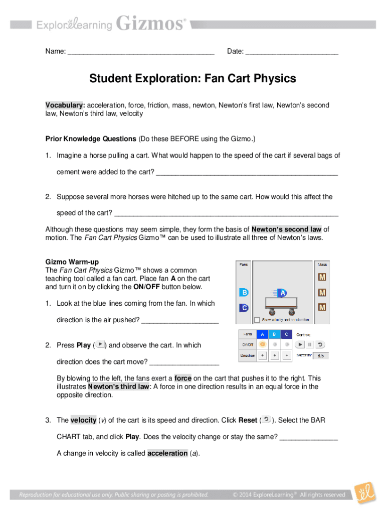 Fillable Online www.studocu.comfan-cart-physics-se26488094Fan Cart Physics SE - Name ...