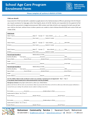 Fillable Online www.crcs.com.au wp-content uploadsSchool Age Care ...