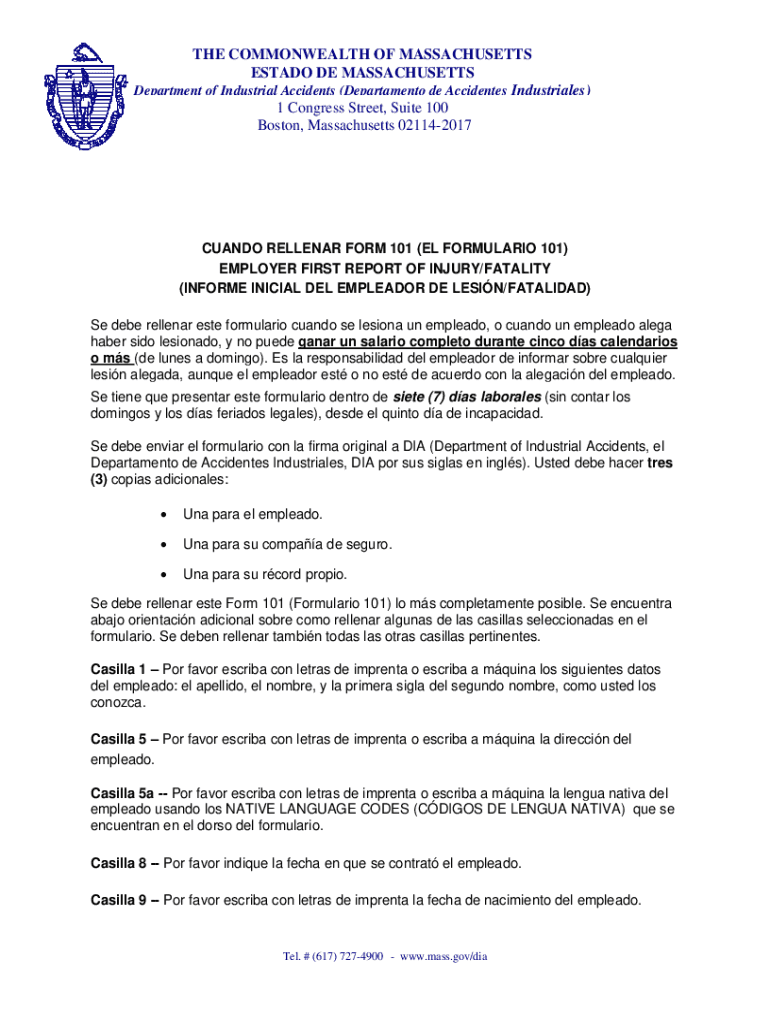 Fillable Online DIA Form 101 Instructions Spanish.doc Fax Email Print ...