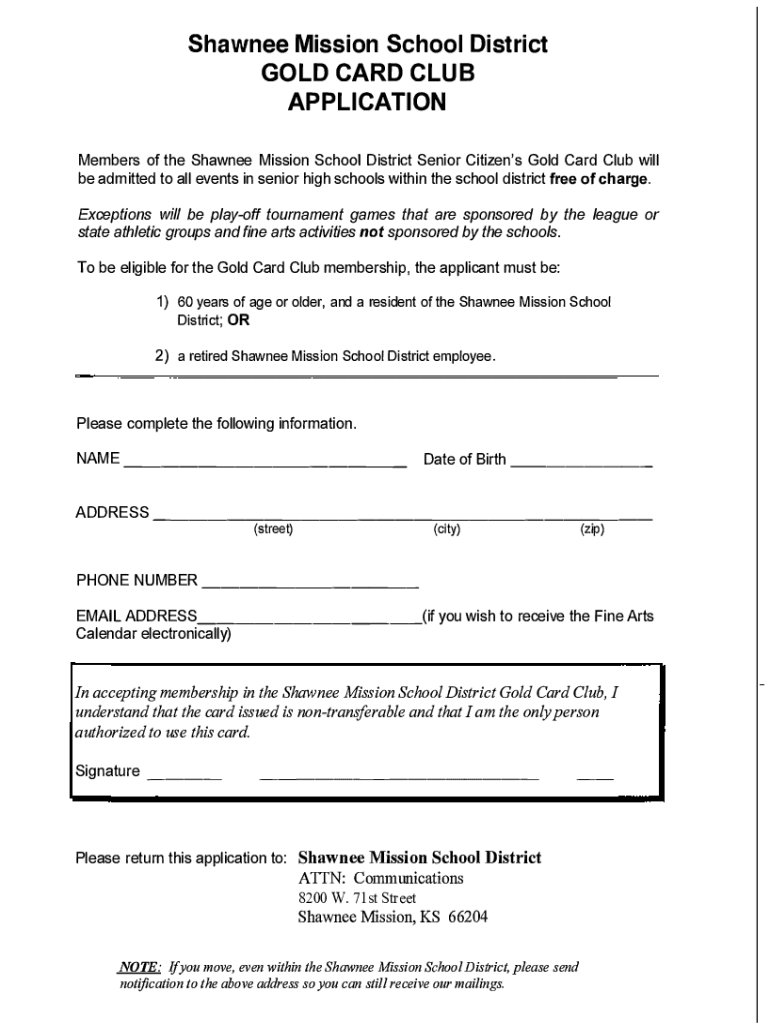 Fillable Online secure.smsd.orggoldcardSMSD - Gold Card Club ...