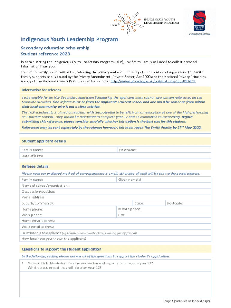 Fillable Online www.pembroke.sa.edu.auadmissionsscholarshipsThe Indigenous Youth Leadership ...