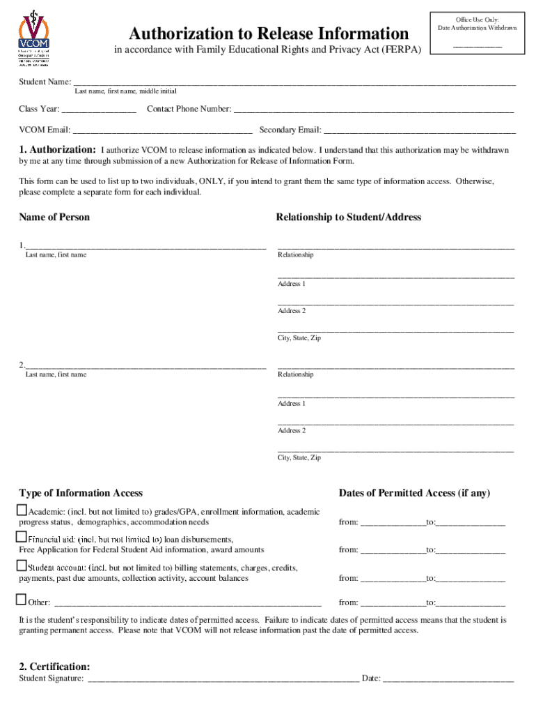 Fillable Online Family Educational Rights and Privacy Act (FERPA)Family Educational Rights and ...