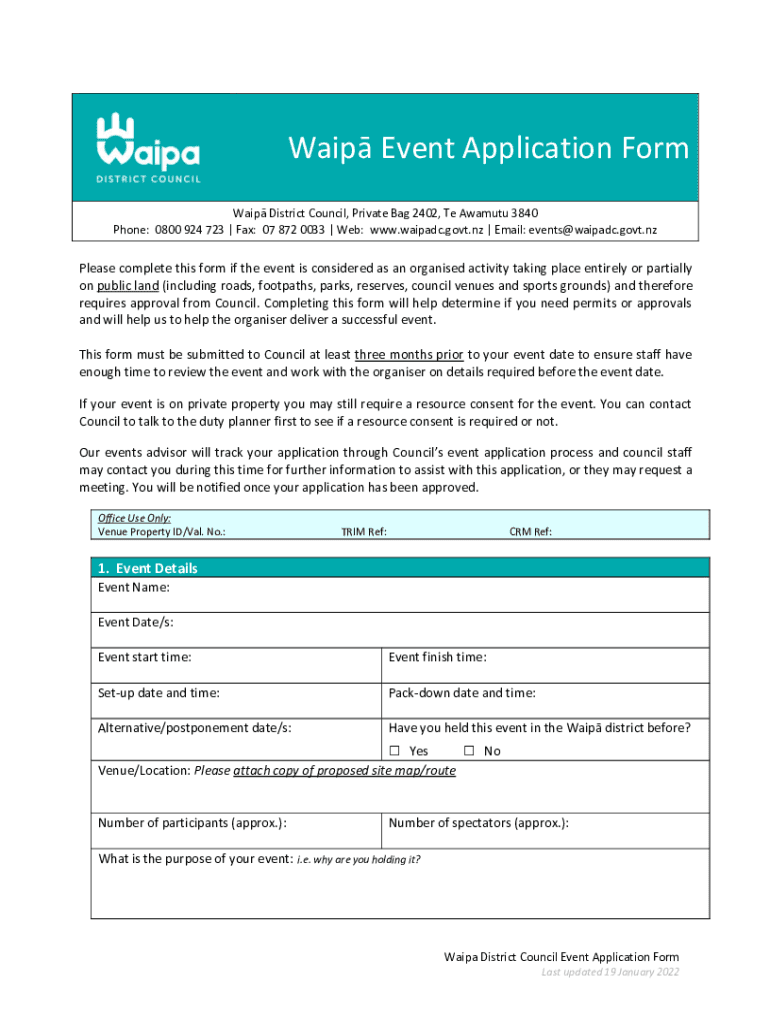 New zealand event application: Fill out & sign online | DocHub