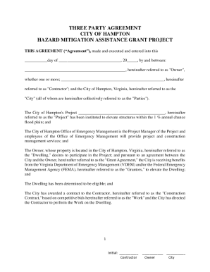 Fillable Online THREE PARTY AGREEMENT CITY OF HAMPTON HAZARD ... Fax ...