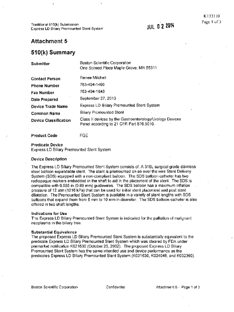 Fillable Online www.accessdata.fda.govcdrhdocspdf11Traditional 510(k)K ...