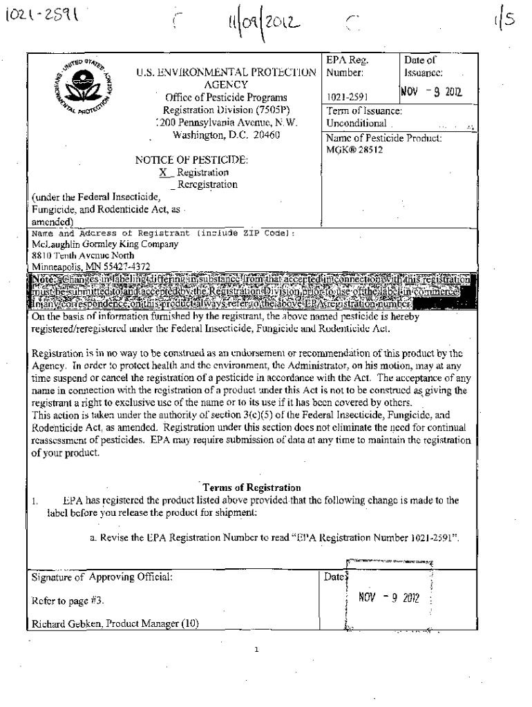 Fillable Online www3.epa.govpesticideschemsearchEPA Reg. Date of Q ...
