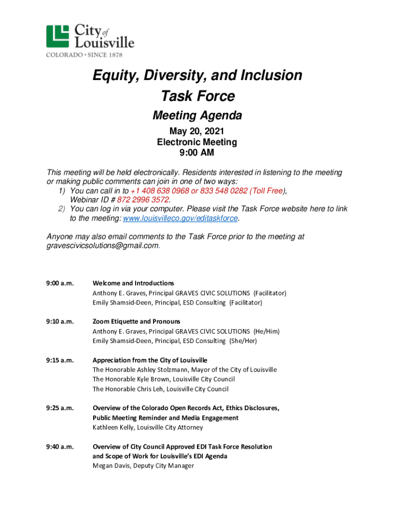 Fillable Online Equity, Diversity, and Inclusion Task Force Fax Email Print - pdfFiller