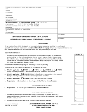 Fillable Online PRU-106 - Advisement of Rights, Waiver, and Plea Form ...