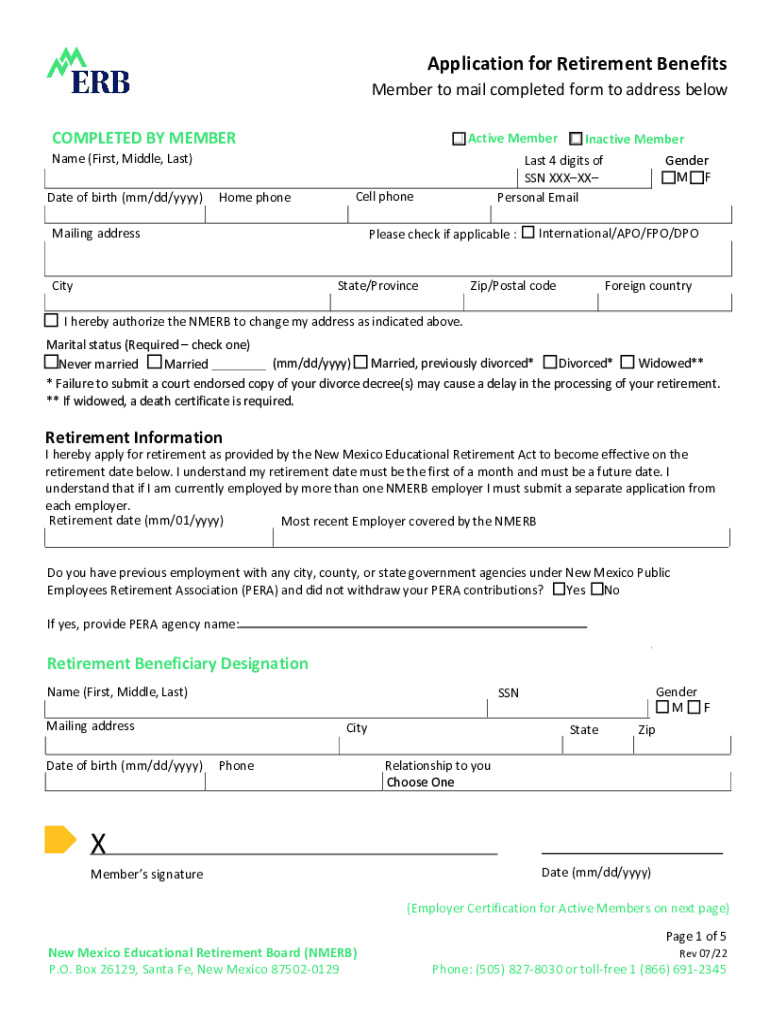 Fillable Online Request for Refund and/or Rollover (Active Member) - nmerb.org Fax Email Print ...