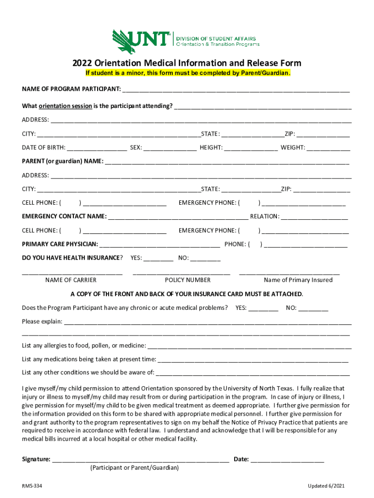 Fillable Online studentaffairs unt www.tripsavvy.comparental-consent ...