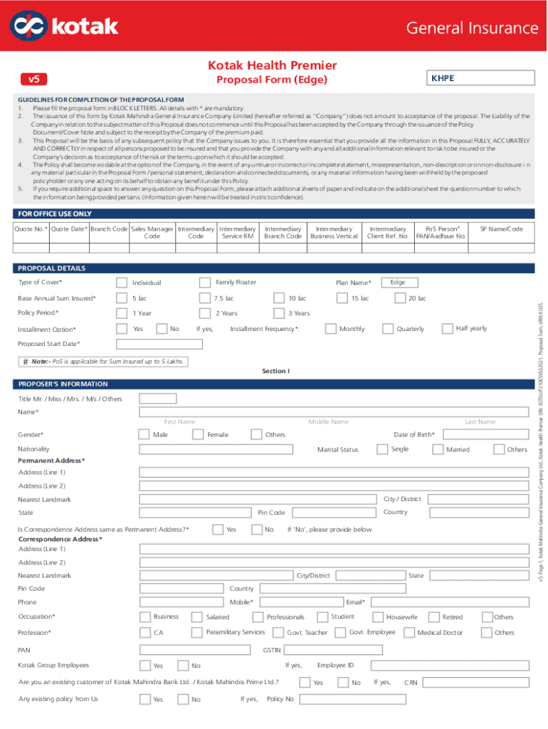 Fillable Online KHP - Proposal Form - Edge - GO GREEN - v5 - 09092020 ...