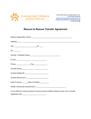 Fillable Online Cat Adoption Agreement - Concerned Citizens Animal ...