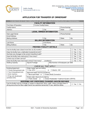 Fillable Online Application for Transfer of Ownership Charmane Feedback with AE ... Fax Email ...