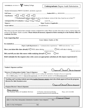 Fillable Online peabody vanderbilt forms.newhaven.eduviewDegree Audit ...