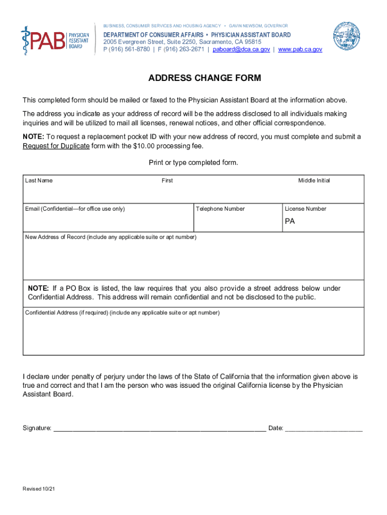 Fillable Online Address Change Form. Address Change Form Fax Email Print - pdfFiller