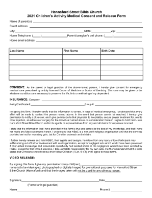 Fillable Online 2021 VBS registration & consent form (combined) Fax ...