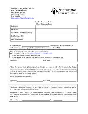 Fillable Online Northampton County Area Community College Transcript ...