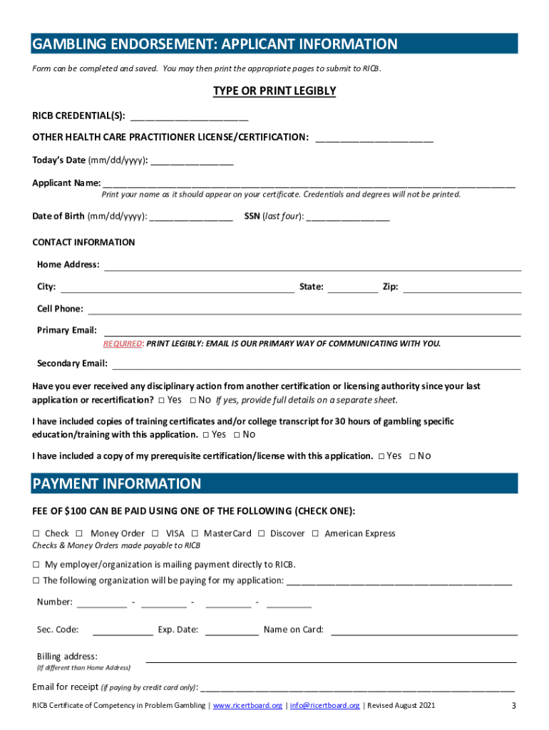 Fillable Online www.pacertboard.orgPCBGamblingApplication0Certificate ...