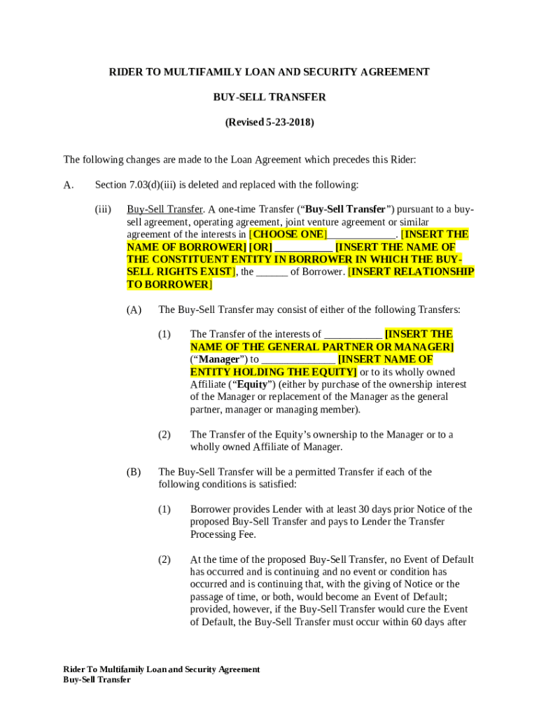 Multifamily Loan And Security Agreement - RealDealDocs Doc Template ...