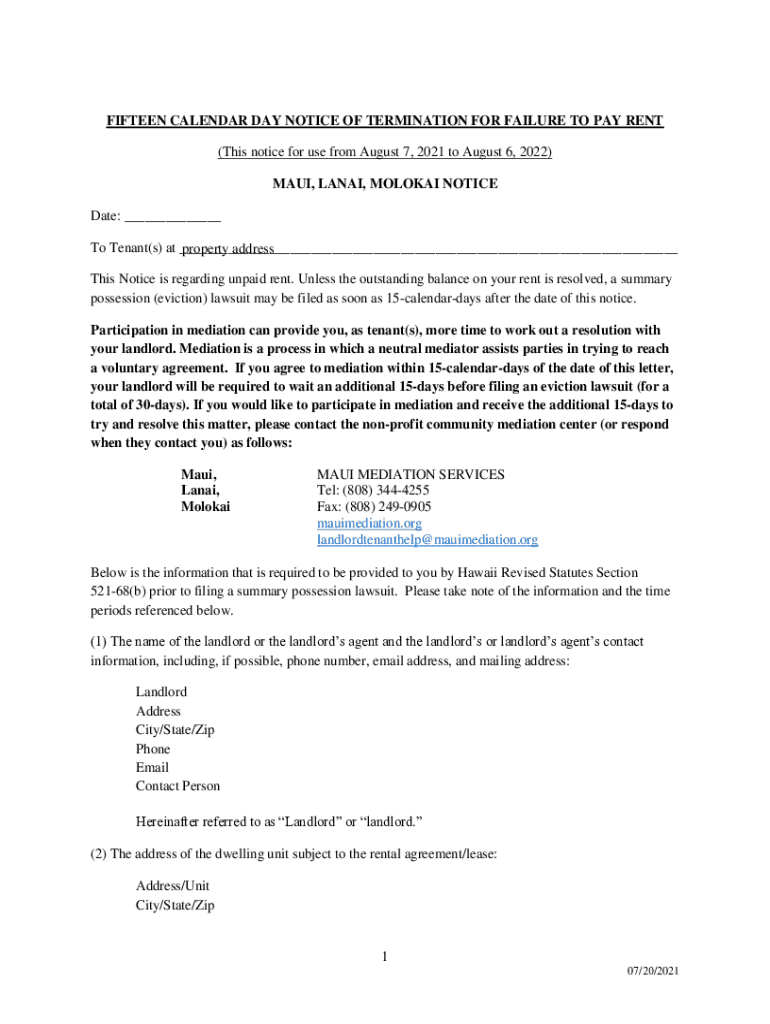 Fillable Online Form 2C-P-306 "Fifteen Calendar Day Notice of ...