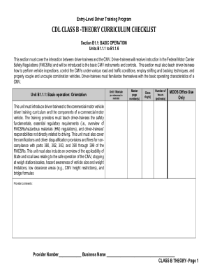 Fillable Online tpr.fmcsa.dot.govELDT-Curriculum-SummaryEntry-Level ...