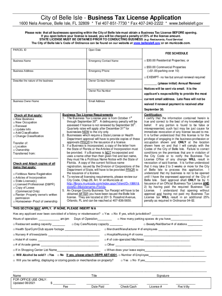 Fillable Online www.uslegalforms.comform-library269286-city-ofCity Of Belle Isle APPLICATION FOR ...