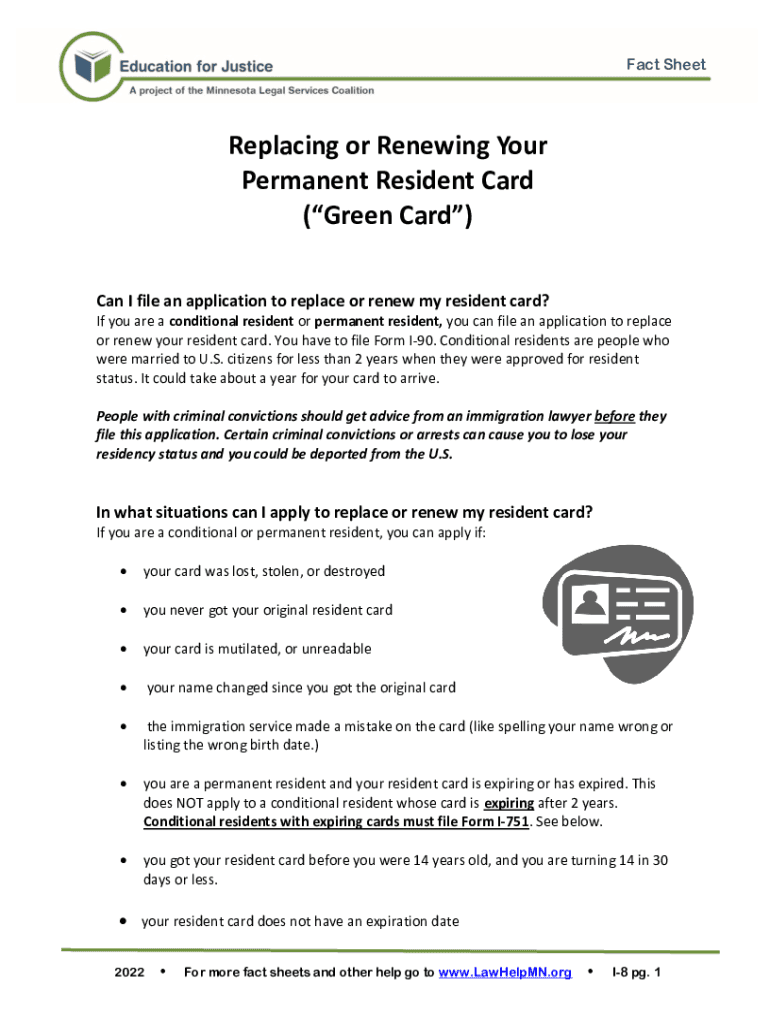 Fillable Online Renewing Green Card After 2 Years - Form I ...