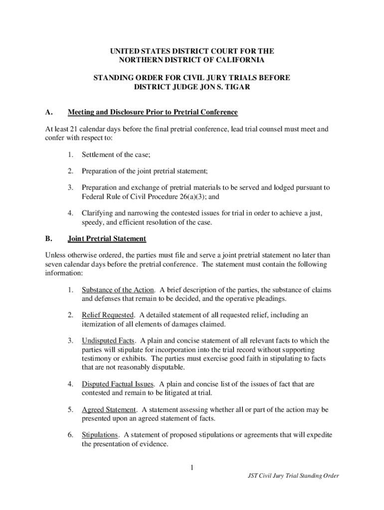 Fillable Online www.cand.uscourts.gov wp-content uploadsStanding Order ...