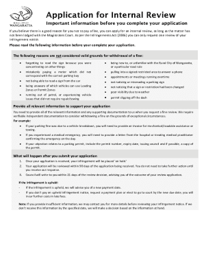 Fillable Online Application for internal review of an infringement notice.DOTX Fax Email Print ...
