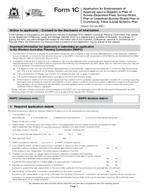 Fillable Online Form 1C - Application for Endorsement of deposited plan ...