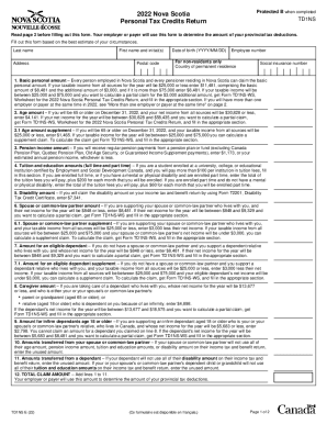 Fillable Online 2022 Nova Scotia Personal Tax Credits Return Fax Email ...