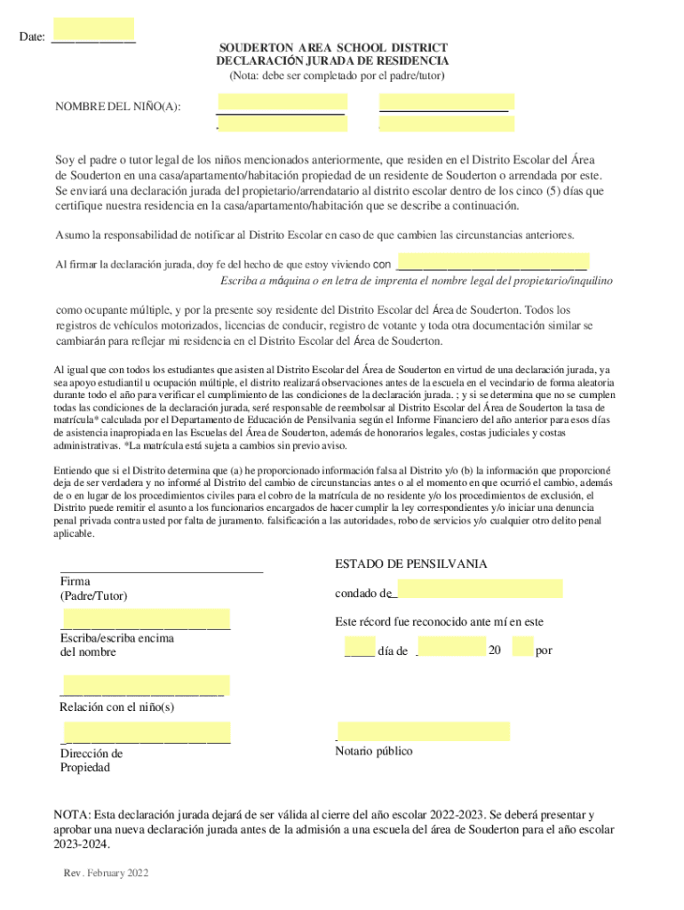 Fillable Online SOUDERTON AREA SCHOOL DISTRICT - SharpSchool Fax Email ...