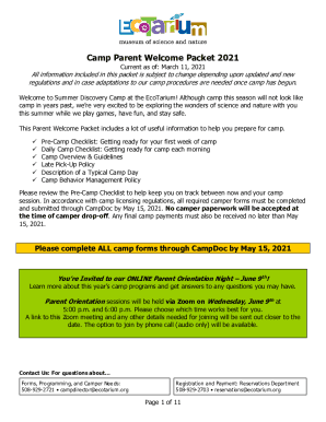 Fillable Online UPDATED Parent Welcome Packet 3112021 Fax Email Print ...