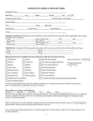Fillable Online General Medical History Forms (100% Free)Word, PDF Fax ...