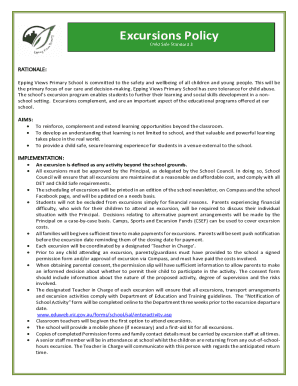 Fillable Online eppingviewsps vic edu Excursions Policy ...