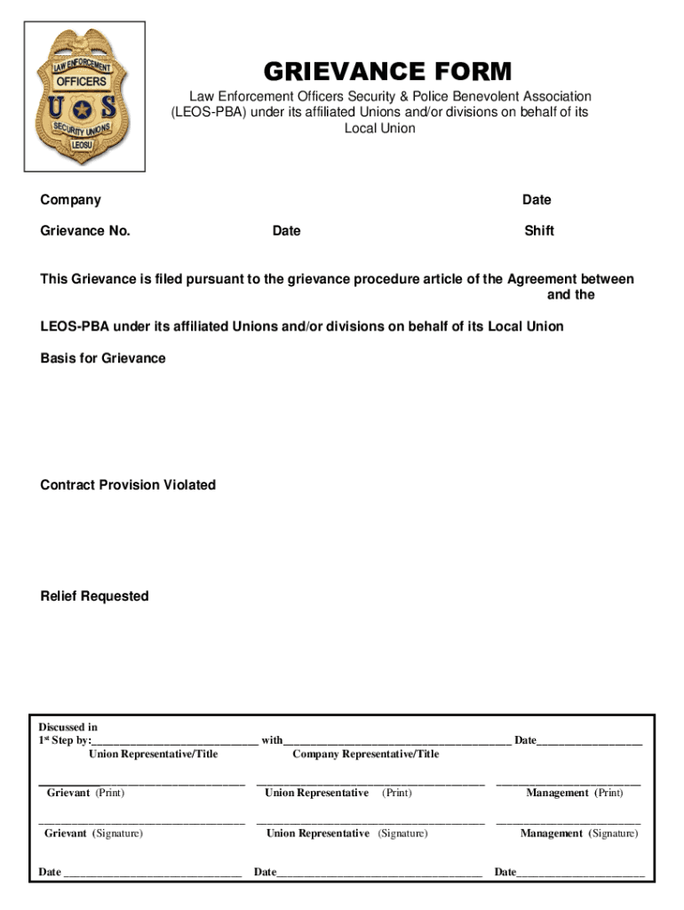 Fillable Online What is a Grievance: Everything You Need to Know37 ...