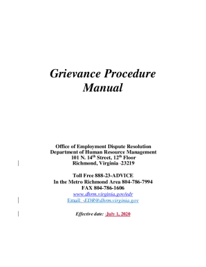 Fillable Online Grievance Procedures - Human ResourcesGrievance Procedure and Dispute ...