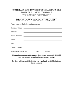 Fillable Online DRAW DOWN ACCOUNT REQUEST Fax Email Print - pdfFiller
