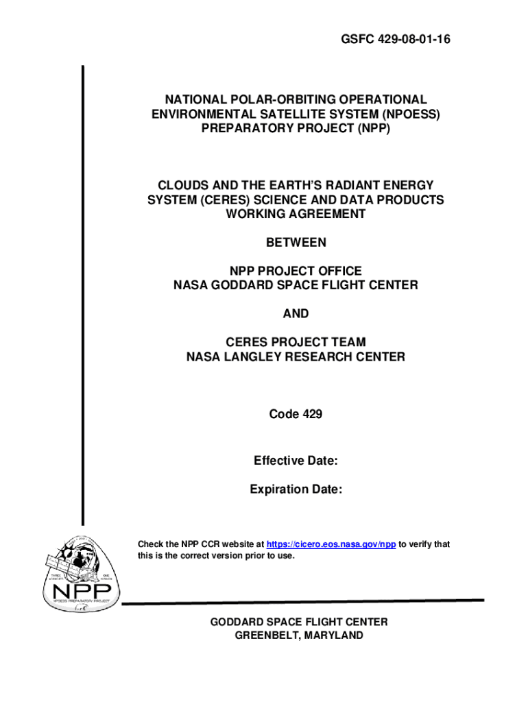 Fillable Online ceres larc nasa The NPOESS Preparatory Project ISSUE ...