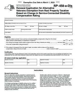 Fillable Online Form RP-458-a-Dis:1/16:Renewal Application for ...