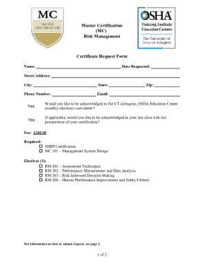 Fillable Online MC Risk Management Certificate Request Form (04-2014 ...