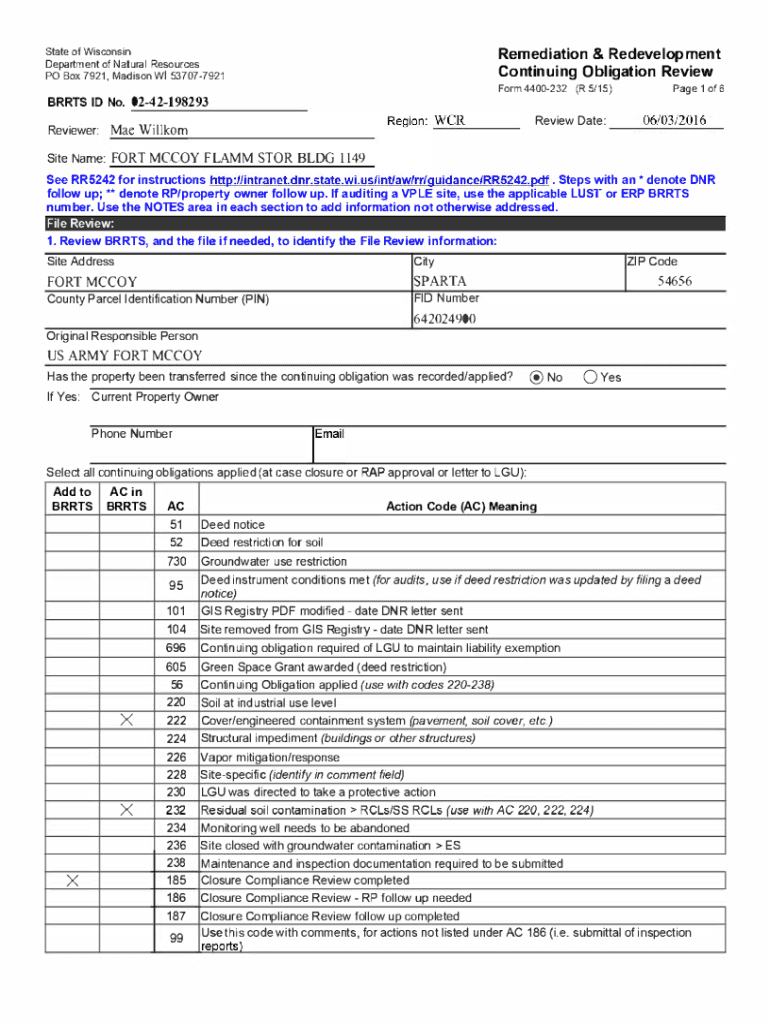 Fillable Online dnr wi Form 4400-232 (R 5/15) Fax Email Print - pdfFiller