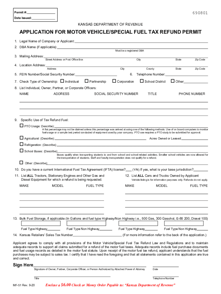 Fillable Online application for motor vehicle/special fuel tax refund ...