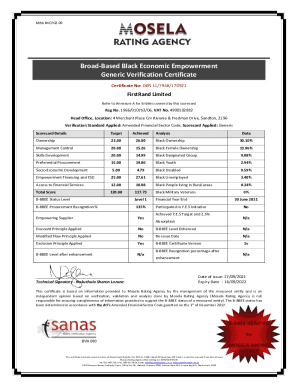 Fillable Online B-BBEE Certificate. B-BBEE Fax Email Print - pdfFiller
