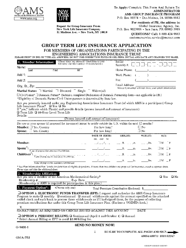Fillable Online Complete this form and return to: GROUP 10-YEAR LEVEL TERM ... - EBView Fax ...