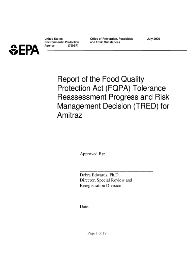 Fillable Online US EPA - Pesticides - Tolerance Reassessment and Risk ...