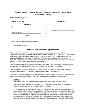 Fillable Online New Jersey Separation Agreement Fax Email Print - pdfFiller