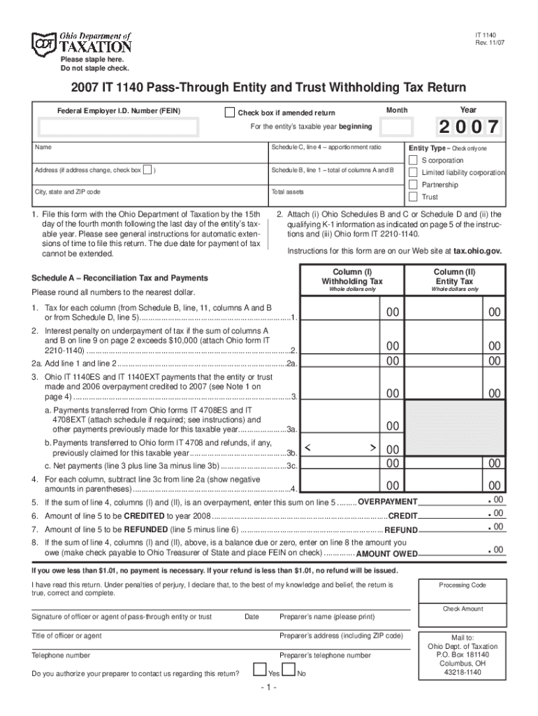Fillable Online www.taxformfinder.orgohioform-it-1140Ohio Form IT 1140 ...